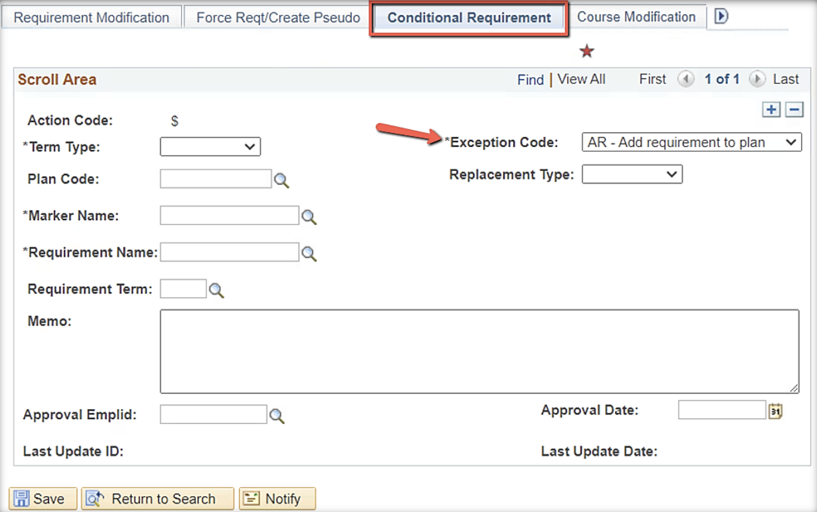 Conditional Requirement – Insert Minor/Certificate | Ohio University